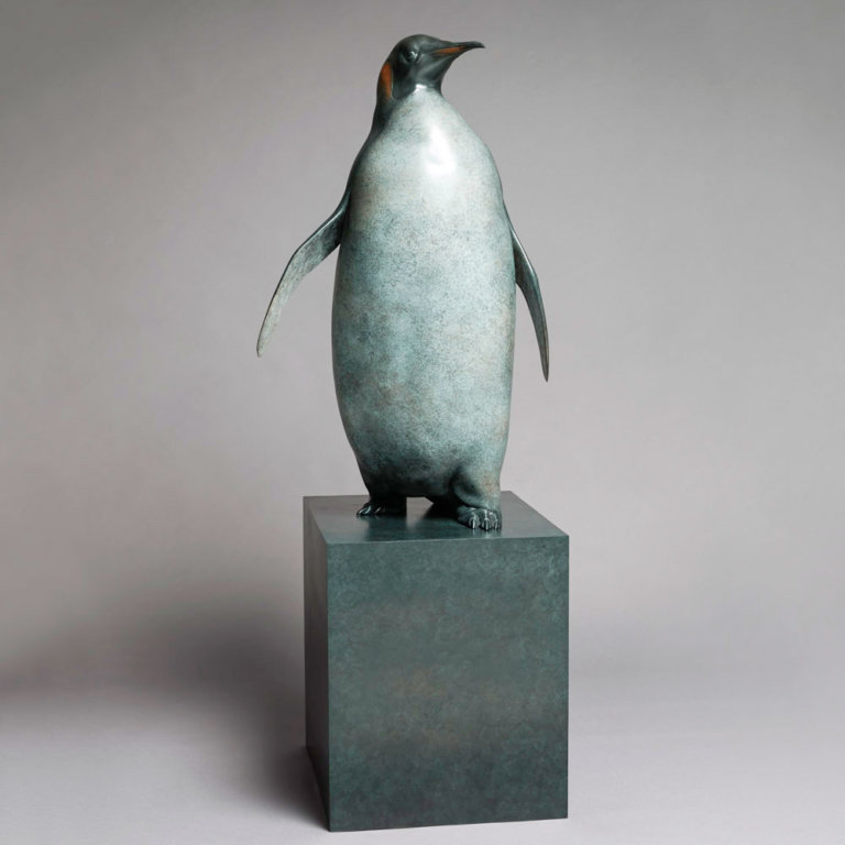 Emperor Penguin - Life-size bronze sculpture by Nick Bibby